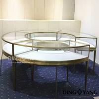 China Round Glass Lockable Lighted Jewelry Display Cases for sale