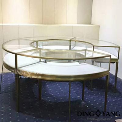 China Round Glass Lockable Lighted Jewelry Display Cases for sale