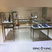 China Round Glass Lockable Lighted Jewelry Display Cases for sale