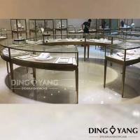 China Round Glass Lockable Lighted Jewelry Display Cases for sale