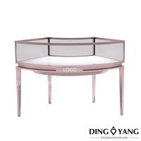 China Brushed Rose Gold Stainless Steel Jewellery Shop Display Counters for sale