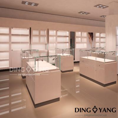 China White Jewellery Shop MDF Showroom Display Cases for sale
