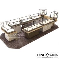 China Gold Color Custom MDF Showroom Display Cases for sale