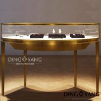 China Rose Gold Curved Stain Steel Showroom Display Cases for sale