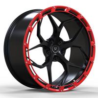 China Black Spokes Monoblock 1 Piece Luxury Forged Wheels Red Cover Rings Alloy Rims for sale