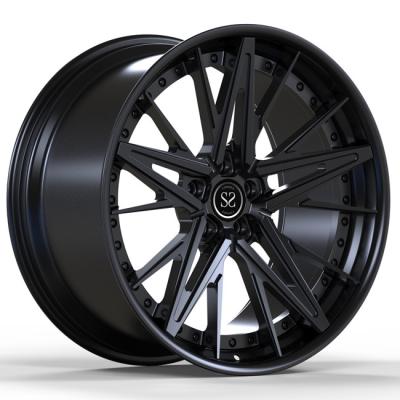 China Matte Black Forged 2 Piece Bronze Barrel Lip Wheels Center Spoke For Maserati Quattroporte for sale