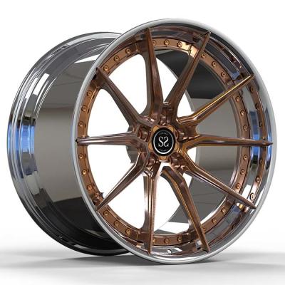 China Custom 2-PC Forged Aluminum Alloy Rims Bronze Face Polished Barrel 18 19 Inches for sale