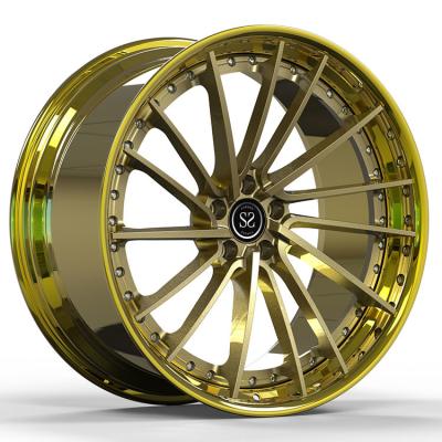 China Custom 20X12 Forged 2PC Rims Gold Polish For Porsche 991 Gt3 for sale