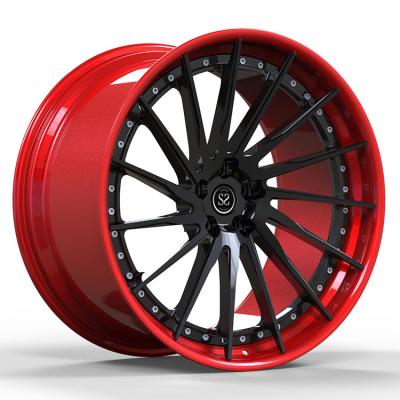 China Black Disc Multi Spoke 2 PC Forged Wheels Benze C63 Rims 5X112 20 Inches Red Barrel for sale