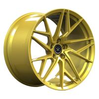 China Monoblock 1 Piece PC Forged Wheels 20 Inch Staggered Gold Spoke Discs for sale
