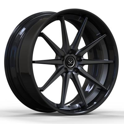 China Aluminum Alloy 2-PC Forged Rims 22x10.5 22x12 Gloss Black+ Gun Metal Disc for sale