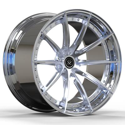 China 21x10.5 5 X112  2 Piece Forged Wheels Clear Brushed Disc Aluminum Alloy Rims for sale