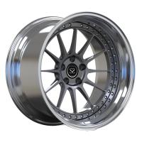 China Polished Lip Forged Rims 2 Piece PC Deep Dish For Audi S3 Gun Metal Spokes Wheels for sale