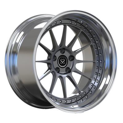China Polished Lip Forged Rims 2 Piece PC Deep Dish For Audi S3 Gun Metal Spokes Wheels for sale
