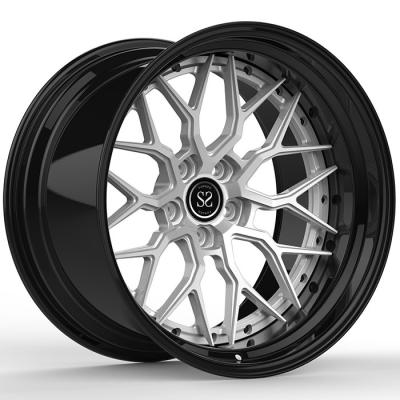 China Black Silver Custom 2 PC Forged Rims 6061-T6 Aluminum Staggered 20 Inch 5x112 Bolt for sale