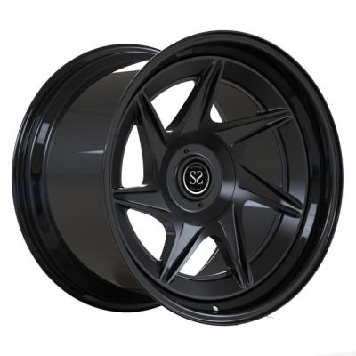 China 19inch 2 PC Forged Rotational Wheels Matte Black Disc Gloss Black Lip For Luxury Porsche for sale