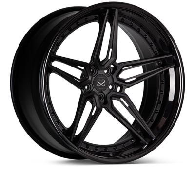 China A6061 Aluminum Forged Wheels 2 Piece In High Gloss Black For Luxury Car for sale