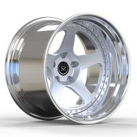 China Porsche GT4 Rims 2 PC Forged Wheels Big Lip Polished 19x12J Negative Offset for sale