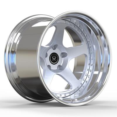 China Porsche GT4 Rims 2 PC Forged Wheels Big Lip Polished 19x12J Negative Offset for sale