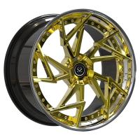 China 19x8.5 19x11 2 Piece Rims Wheels Staggered Forged Polished Gold Audi R8 for sale