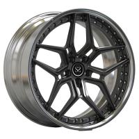 China 20inch Matte Black Disc Forged 2 Piece Luxury Rims Polished Lip Audi RS6 Wheels for sale
