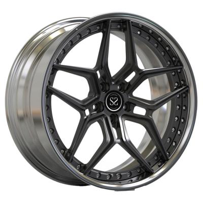 China 20inch Matte Black Disc Forged 2 Piece Luxury Rims Polished Lip Audi RS6 Wheels for sale