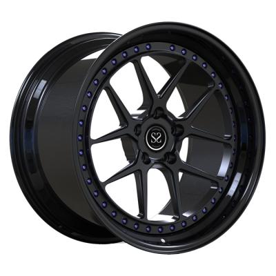 China Matte Black 2 Piece Forged Wheels 19inch Discs Gloss Black Lips For Toyota Supra Rims for sale