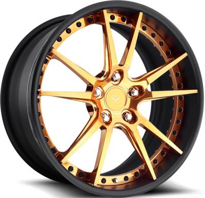 China Chevrolet Camaro 2PC Forged Rims Black Barrel Polished 20X10 20x11 Golden Face 5x120.65 for sale