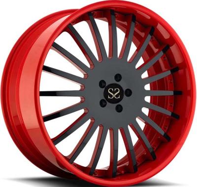 China 21x9 3PC Forged Wheels Rims Red Barrel Black Face For Lamborghini Aventador for sale