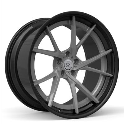 China Matte Gun 2 Piece Forged Wheels Metal Spokes 20inch Rotational Satin Black Lips Rims for sale