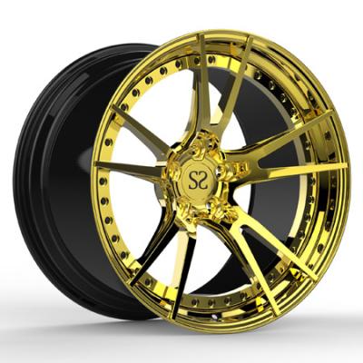 China Polished Gold Lip 2 Piece Forged Black Wheels For BMW M6 20inch Custom Rims for sale