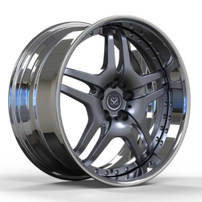 China Deep Flat Lip 2 Piece Forged Wheels 5X112 20inch Polished Grey Spokes CLA Rims for sale