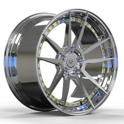 China Forged 2Piece Deep Stepped Wheels 5x112 5x120 20inch Polished Lips Spokes Gold Screws BMW for sale