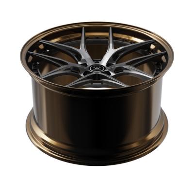 China Brushed Dark Gun 2Piece Forged Wheels Rims Metal Barrel Polished Bronze 5X112 20 Inch for sale