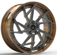 China Staggered 2 Piece Forged Rims Wheels Barrel Bronze Center Gun Metal For Alfa Romeo for sale