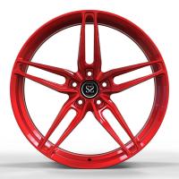China Bugatti Chiron Aluminum Alloy Rims Gloss Red 5x130 Staggered 20 And 21 Inches for sale