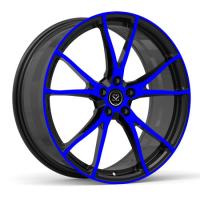 China Monoblock Forged Rims Wheels Black And Blue Lacquer Coating For Mustang 19 20 21 for sale