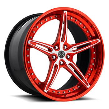 China Red Machine Face 3 Piece Forged Wheels 5x112 5x120 For Bentley for sale