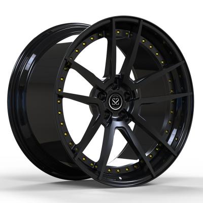 China Staggered 20 21 Inch 2 Piece Forged Wheels Gloss Black For Bmw 740 Le for sale