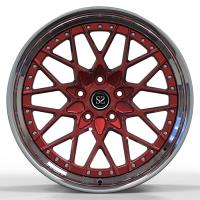 China BMW X5 F15 22x10.5 and 22x12 Custom Polished+Matt Red Face 2-PC Forged Aluminum Alloy for sale