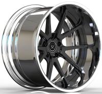China 22x10 ET35 22x11.5 ET30 Custom Forged 2-PC Rims Polished Lip And Gloss Black Disc for sale