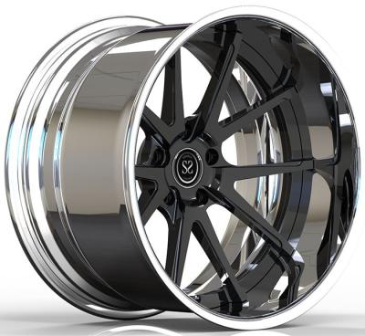 China 22x10 ET35 22x11.5 ET30 Custom Forged 2-PC Rims Polished Lip And Gloss Black Disc for sale