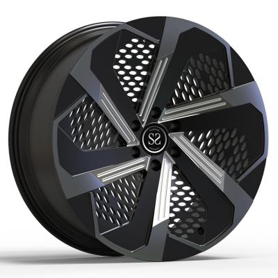 China Cadillac Escalade 2016 22x9.5 1 Piece Forged Wheels Gloss Black Machined Spokes for sale