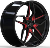 China 24X10 5x130 Gloss Black+Red Custom 1 Piece Forged Wheels for sale