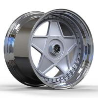 China 17x9 2 Piece Forged Wheels Polished Lip And Silver Center For 1987 Mercedes 190E 16V for sale