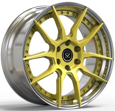 China 21x8.5 and 21x9.5 Gold Disc and Polished Lip Custom 2-PC rims for Audi a6 2015 for sale