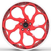 China Toyota Majesty 20x9 and 20x10 Red and Polished Custom 2-PC Forged Wheels for sale
