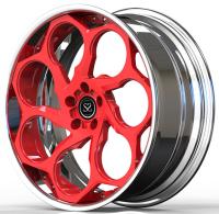 China Toyota Majesty 20x9 and 20x10 Red and Polished Custom 2-PC Forged Wheels for sale