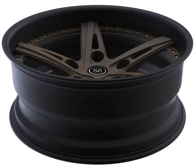 China Satin Black and Dark Bronze Custom 2-PC Rims for Land Rover Defender L316 2014 for sale