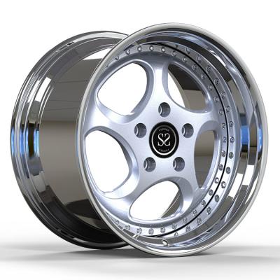 China 19x9 and 19x12 Silver Disc and Polished Barrel Custom 2-PC Forged Rims for Porsche Boxter for sale